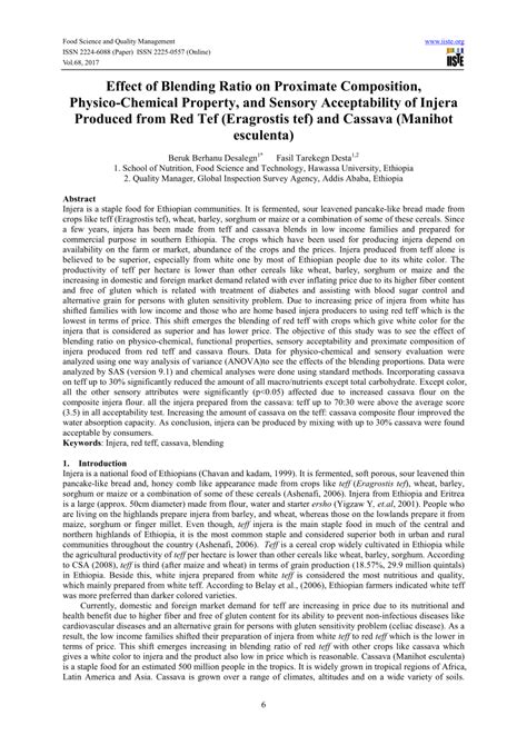 Pdf Effect Of Blending Ratio On Proximate Composition Physico