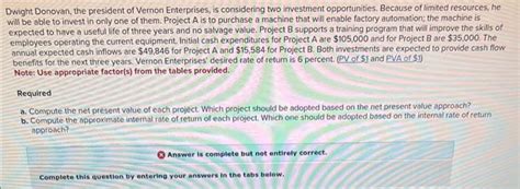Solved What Is The Net Present Value For Project A And Chegg