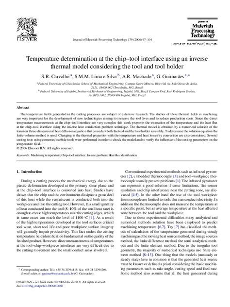 Pdf Temperature Determination At The Chiptool Interface Using An