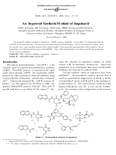 An Improved Synthetic Method Of Saquinavir Chemical Substances
