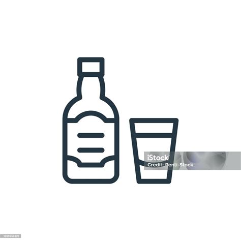 위스키 벡터 아이콘 위스키 편집 가능한 스트로크 웹 및 모바일 앱 로고 인쇄 매체에 사용하기 위한 위스키 선형 기호입니다 얇은 선 그림 벡터 격리 된 윤곽선 도면입니다 0