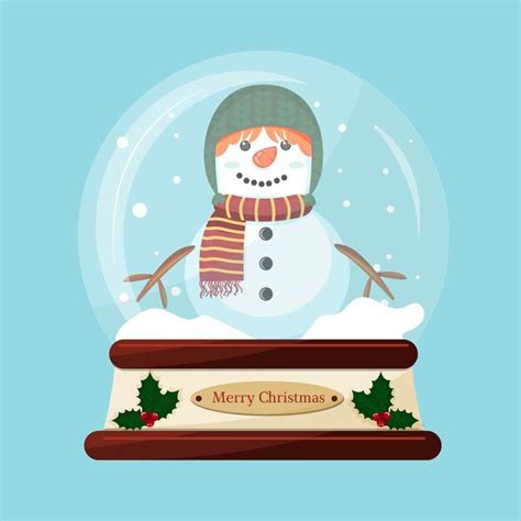 Premium Vector Snowman In A Snow Ball Vector Illustration
