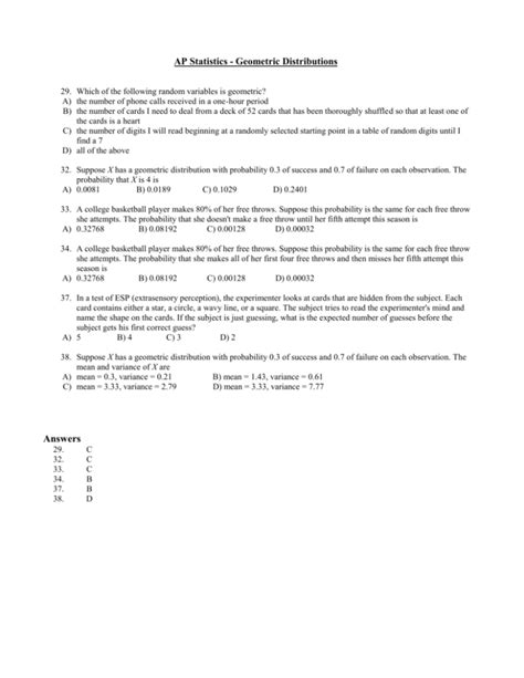Ap Statistics Geometric Distributions