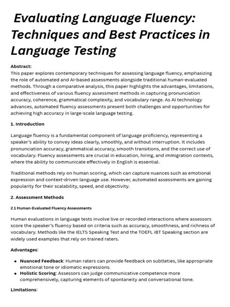 evaluating language fluency techniques and best practices in language