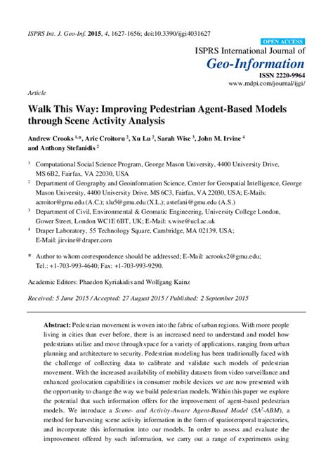 pdf walk this way improving pedestrian agent based models through