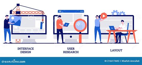 Interface Design User Research Layout Concept With Tiny People User Interface Development