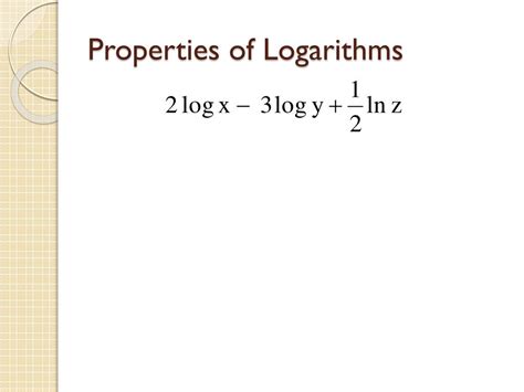 PPT Properties Of Logarithms PowerPoint Presentation Free Download ID