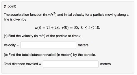 Solved Point The Acceleration Function In M S And Chegg