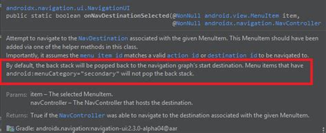 Android Using Navigation Component And Menu Items How Can I Get The Up Button To Go Back To