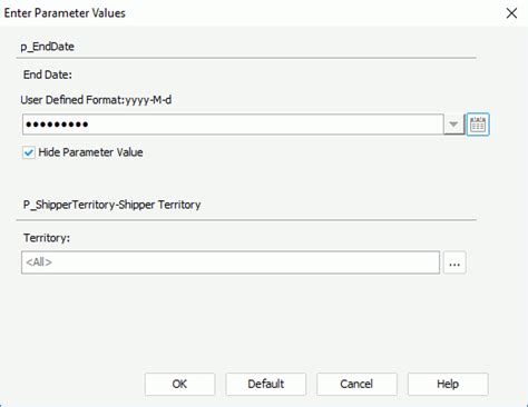 Enter Parameter Values Dialog Logi Analytics