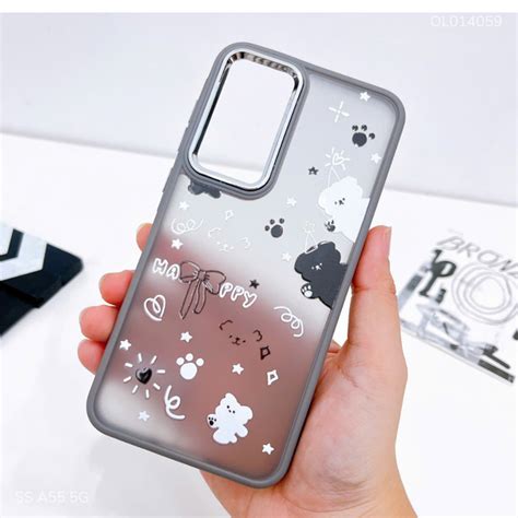 Ốp Ss A55 5g Lưng Nhám Gấu Trắng Và Gấu đen Nơ Happy