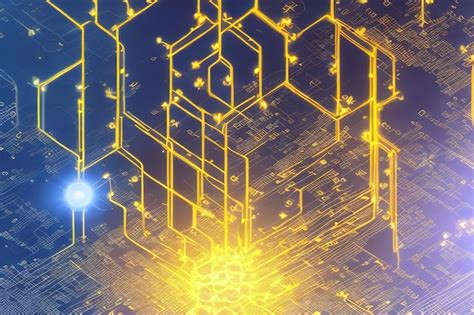 Premium Ai Image Glowing Hexagonal Circuit Board Design