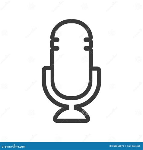 Microphone Line Black Icon Flat Vector Illustration Isolated On White