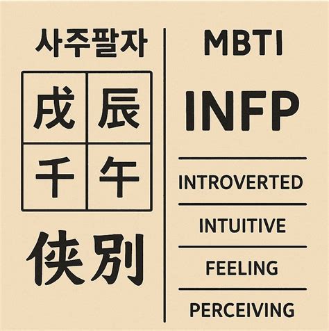 사주와 심리학의 만남 Mbti와 일간의 성향 비교