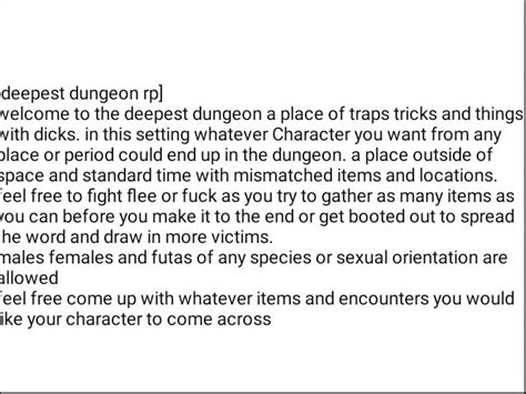 Pest Dungeon Rp Elcome To The Deepest Dungeon A Place Of Traps Tricks And Thing Ith Dicks In