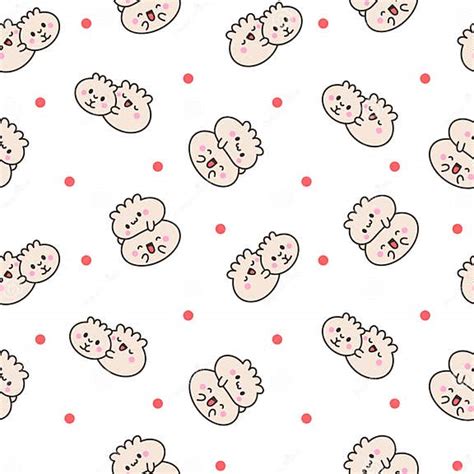 Cute Kawaii Smiling Dim Sum Seamless Pattern Stock Vector