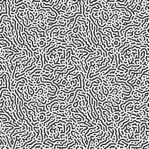 Diffusion Reaction Vector Seamless Pattern Black And White Organic Shapes Lines Pattern