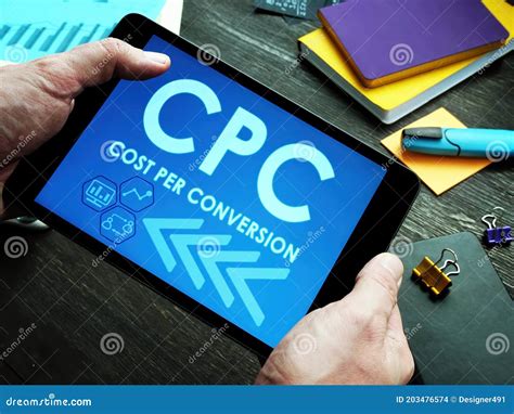 Cost Per Conversion CPC Sign On The Tablet Stock Photo Image Of Action Conversion