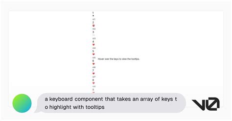 A Keyboard Component That Takes An Array Of Keys To Highlight With Tooltips A Shadcnui And V0