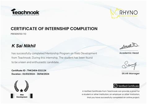 Nikhil Koduri On Linkedin Webdevelopment Teachnook Certificate