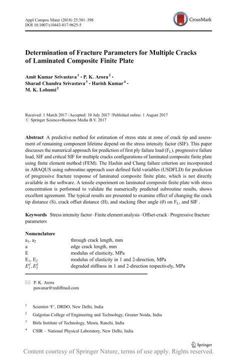 Determination Of Fracture Parameters For Multiple Cracks Of Laminated Composite Finite Plate