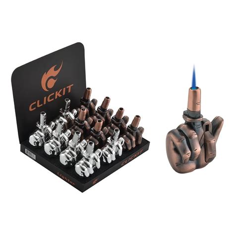 Clickit Torch Lighter Middle Finger 12ct Gh 1680 Metro