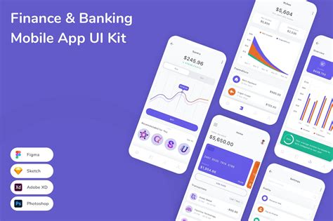 金融和银行移动应用app Ui Kit Sketch Fig Xd Psd 云瑞设计