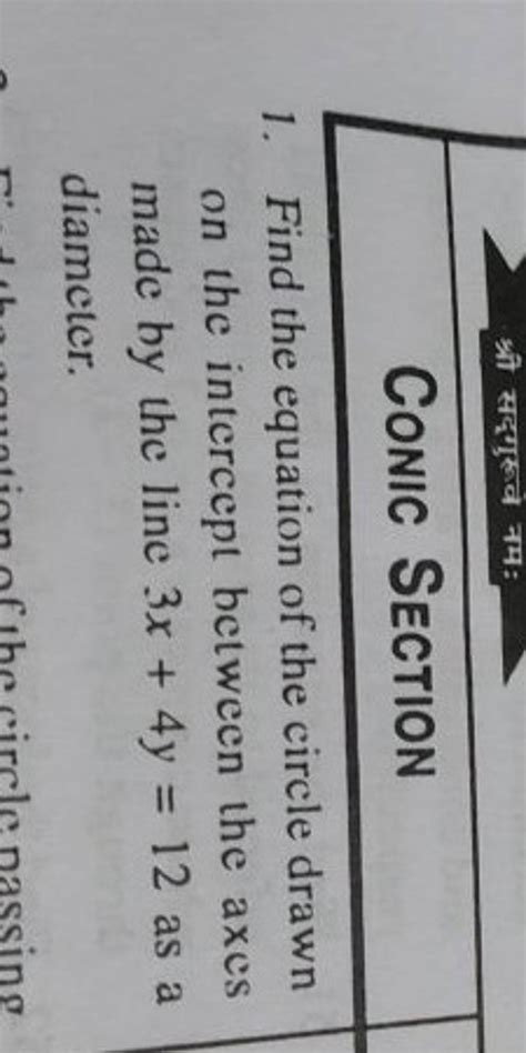 Conic Section1 Find The Equation Of The Circle Drawn On The Intercept B
