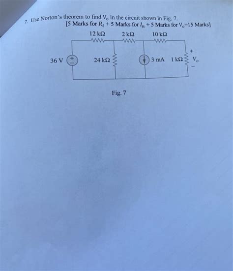 Solved Use Norton S Theorem To Find V In The Circuit Chegg