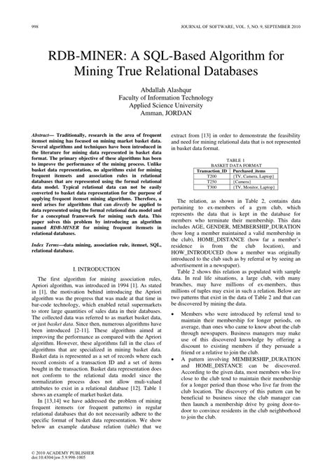 pdf rdb miner a sql based algorithm for mining true relational databases