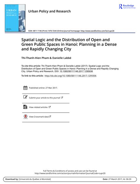 Pdf Spatial Logic And The Distribution Of Open And Green Public