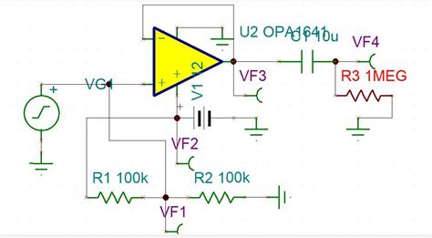Opa1641 Issues Simulating Opa1641 With Single Supply Using Tina Ti Audio Forum Audio Ti