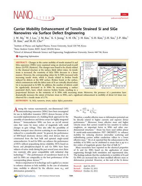 Pdf Carrier Mobility Enhancement Of Tensile Strained Si And Sige