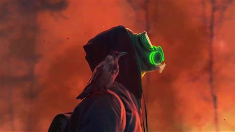 Gas Mask Neon With Crow Live Wallpaper Wallpaperwaifu