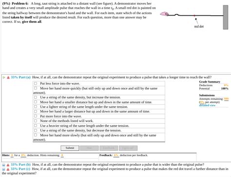 solved 9 problem 6 a long taut string is attached to a