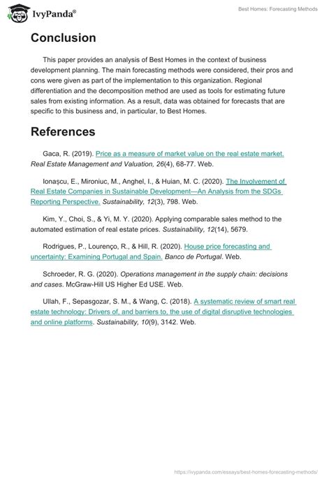 Best Homes Forecasting Methods 1473 Words Essay Example