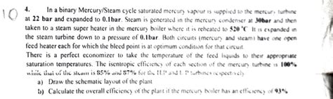 4 in a binary mercury steam cycle saturated mercury