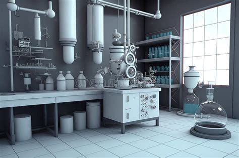 laboratory stylish interior 3d generative ai stock illustration