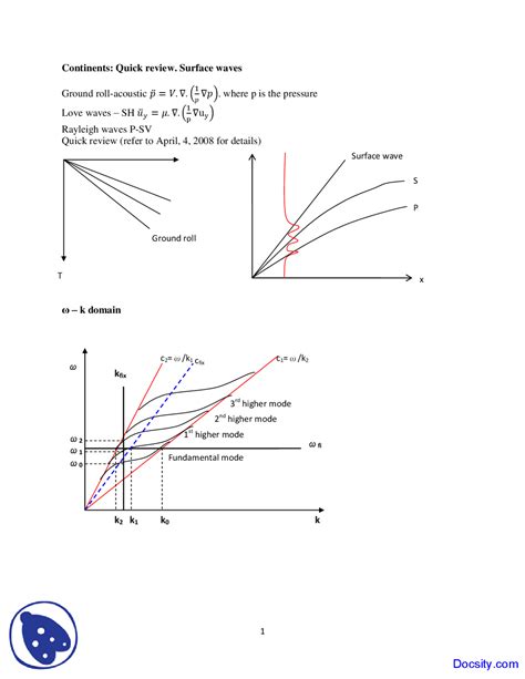 Love Waves Seismology Lecture Notes Docsity