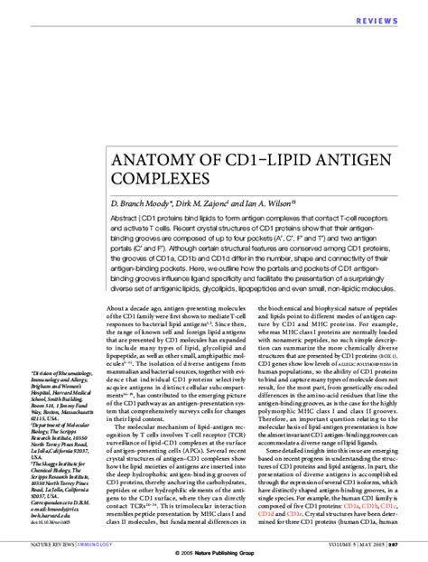 Pdf Anatomy Of Cd1lipid Antigen Complexes