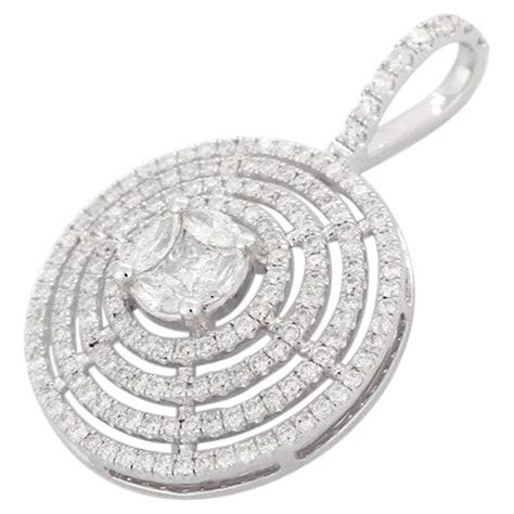 White Diamond Round Pendant In 14k White Gold For Sale At 1stdibs