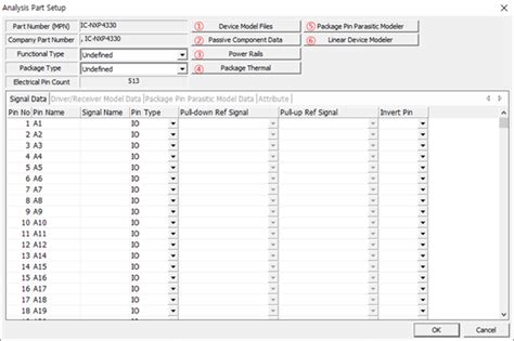 Analysis Part Setup Dialog Parameters