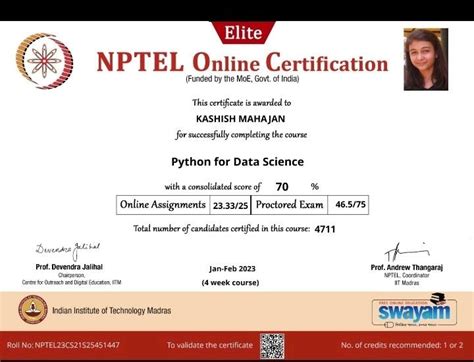 Kashish Mahajan On Linkedin I Am Glad To Share That I Have Successfully Completed Nptel Course