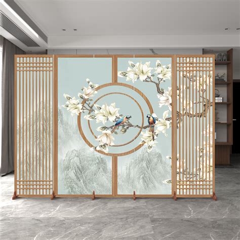 新中式国风仿古屏风隔断办公室家用卧室客厅玄关移动推拉折叠折 虎窝淘