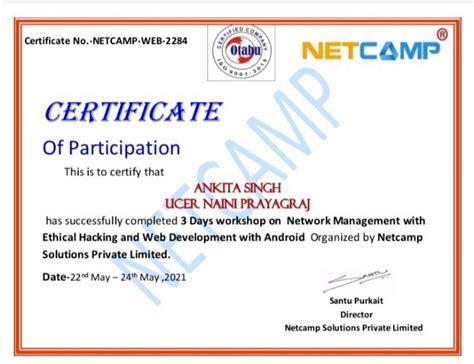 Ankita Singh On Linkedin Experience Workshop Netcamp Ethicalhacking