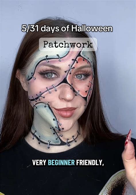 Day 5 Halloween Patchwork Makeup Tutorial Tiktok