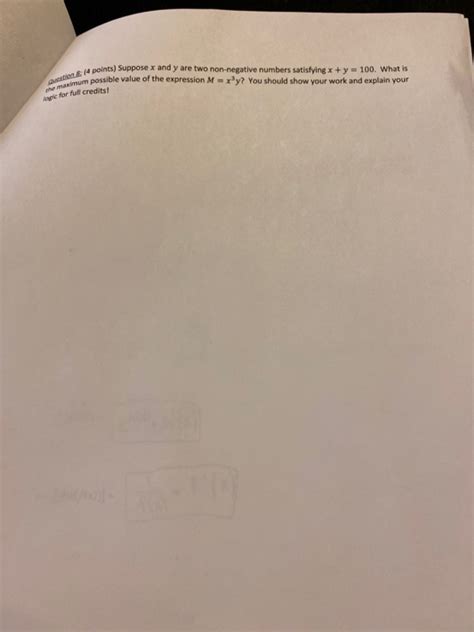 Solved Suppose X And Y Are Two Non Negative Numbers