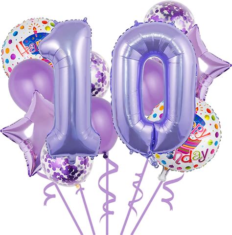 Balloons12 Pcs Foil Balloons 10 Year Old For 10th Birthday