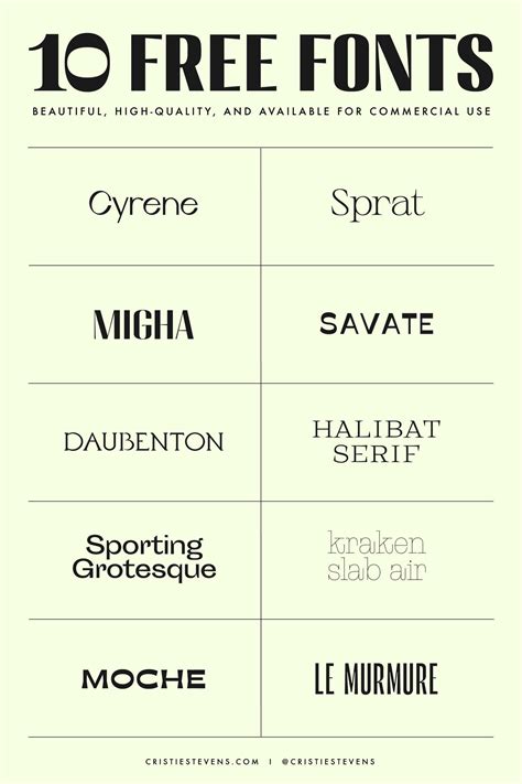 10 Free Fonts For Commercial Use — Cristie Stevens Web Design Graphic