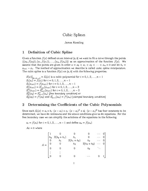 Cubic Splines Cubic Splines James Keesling 1 Definition Of Cubic